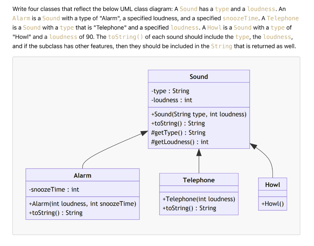 Solved Write four classes that reflect the below UML class | Chegg.com