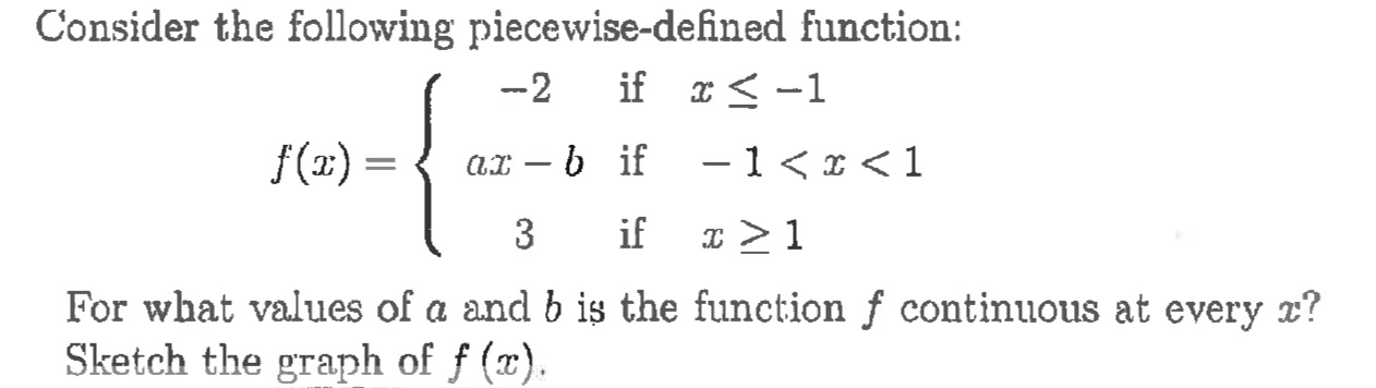 Solved Consider the following piecewise-defined function: 1 | Chegg.com
