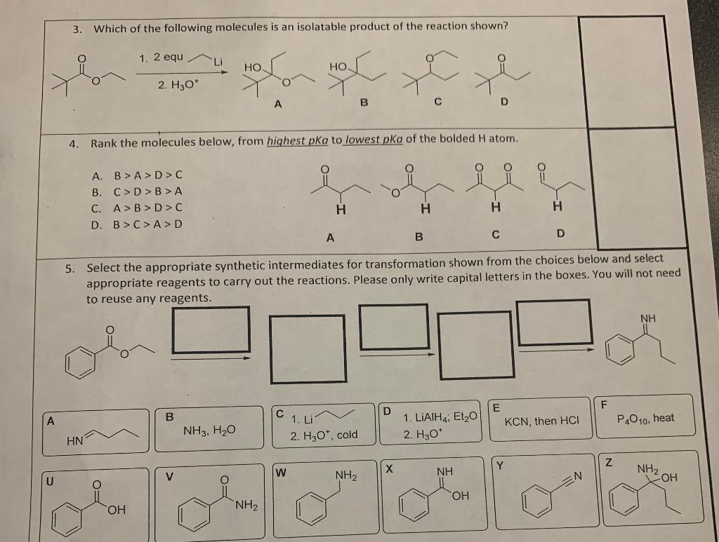 Solved 3. Which of the following molecules is an isolatable | Chegg.com