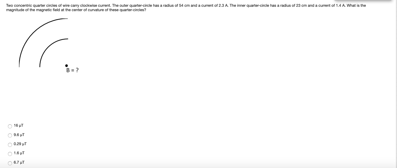 Solved Two concentric quarter circles of wire carry | Chegg.com