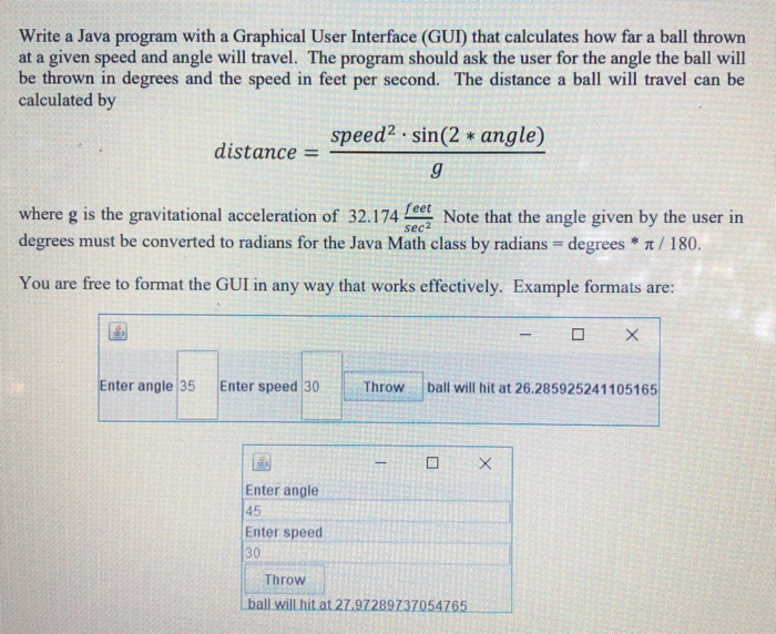Solved Write a Java program with a Graphical User Interface | Chegg.com