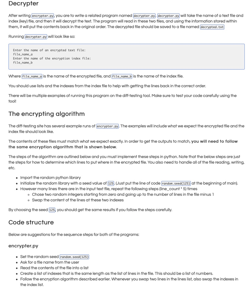 Encrypter / Decrypter This assignment exercises file | Chegg.com