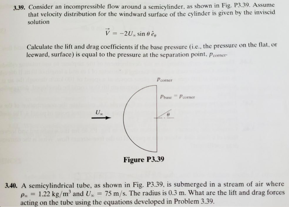 Solved 3.39. Consider an incompressible flow around a | Chegg.com