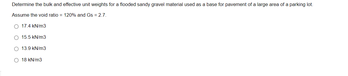Solved Determine the bulk and effective unit weights for a | Chegg.com