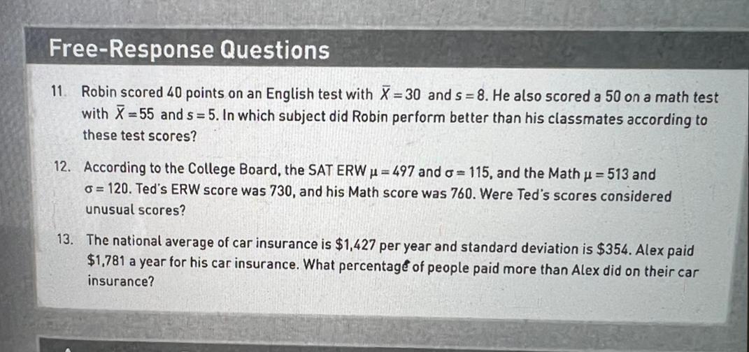 Solved Please help with these three free response questions. | Chegg.com