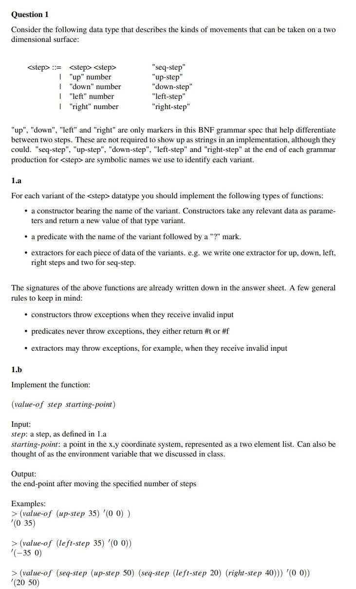 Question 1 Consider the following data type that | Chegg.com