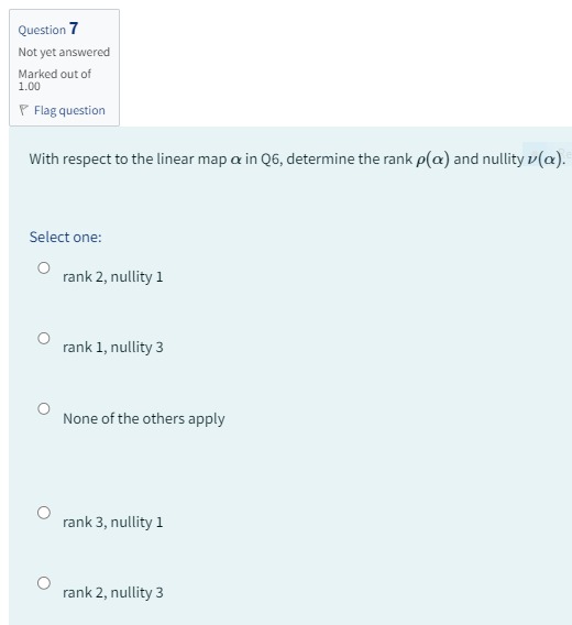 Solved Question 6 Not yet answered Marked out of 1.00 P Flag | Chegg.com