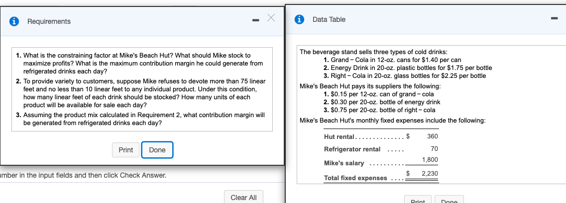 Solved Requirements Data Table 1. What is the constraining | Chegg.com