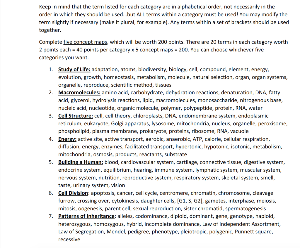 Solved I have to do a concept map for number 1, could you | Chegg.com