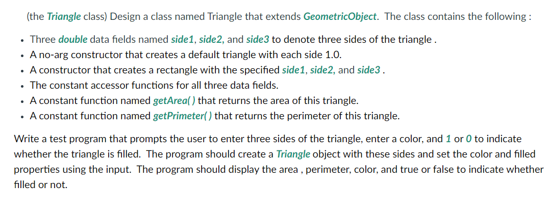 The Triangle Class Design A Class Named Triangle