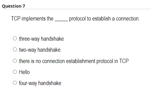 Solved TCP implements the protocol to establish a | Chegg.com