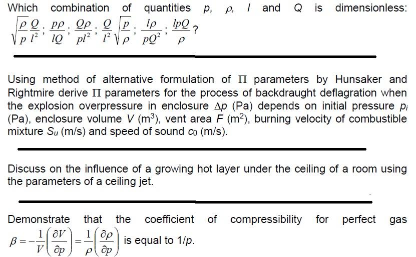 Solved I and Q is dimensionless: Which combination of | Chegg.com