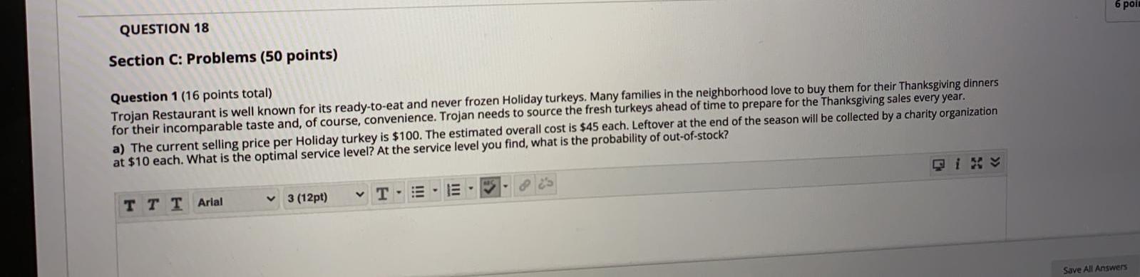 Solved 6 poir QUESTION 18 Section C: Problems (50 points) | Chegg.com
