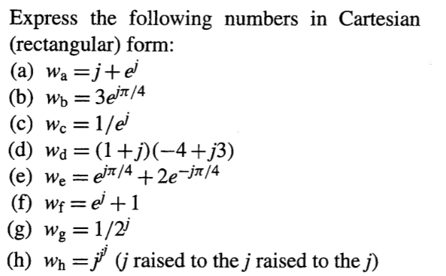 Solved Express the following numbers in Cartesian | Chegg.com