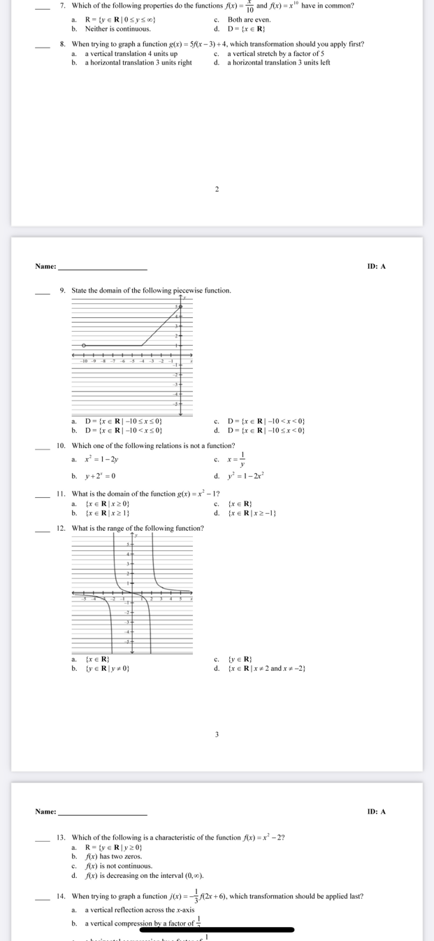 Solved Of the following parent functions, which one has an | Chegg.com