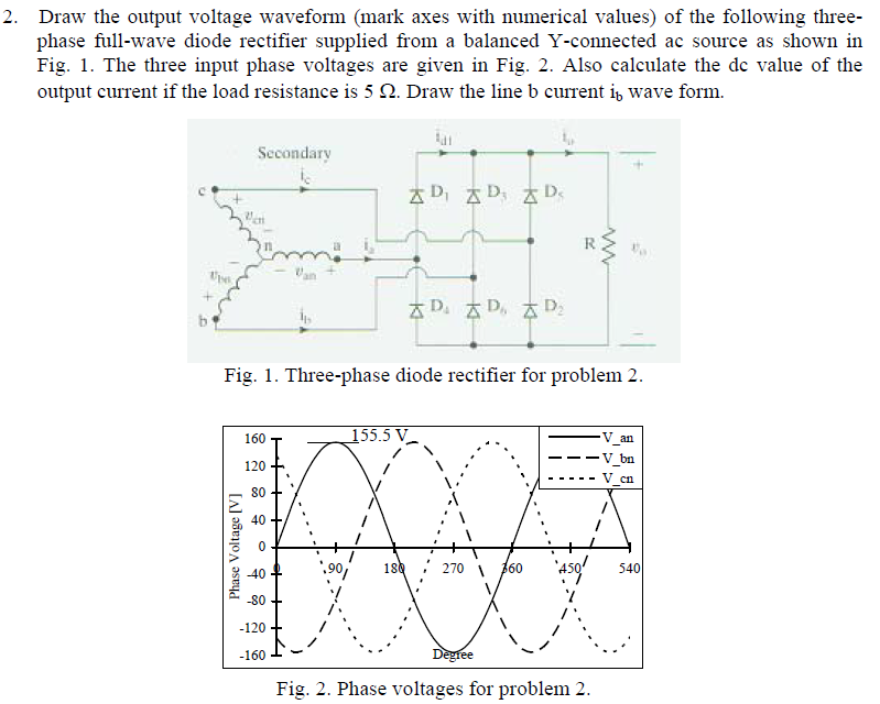 Solved 2 Draw The Output Voltage Waveform Mark Axes With