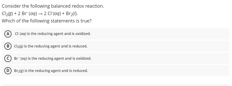 Solved Consider the following balanced redox reaction. | Chegg.com