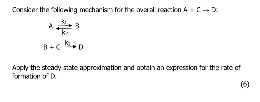Solved Consider the following mechanism for the overall | Chegg.com