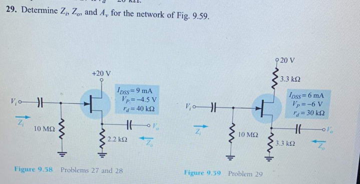 Solved 29. Determine Zi, Zo, and A, for the network of Fig. | Chegg.com