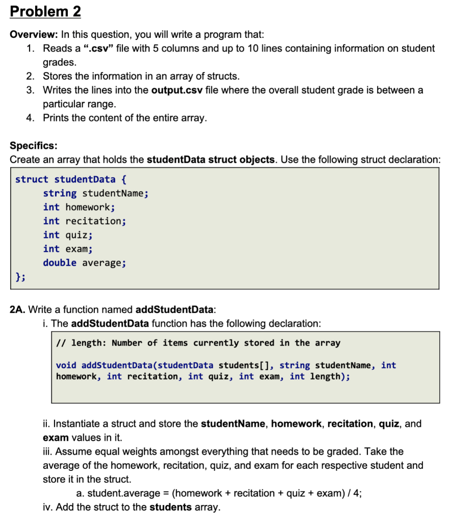 Solved Problem 2 Overview: In this question, you will write | Chegg.com