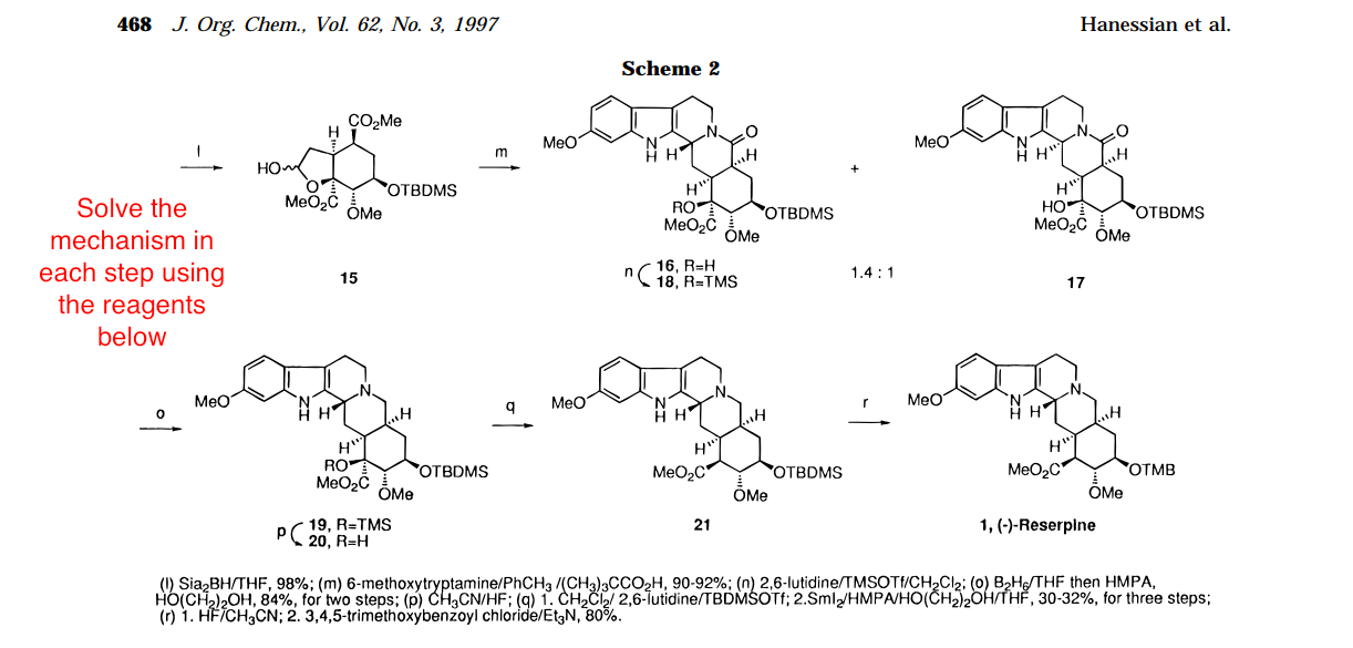 Total Synthesis of (-)-Reserpine J. Org. Chem., Vol. | Chegg.com