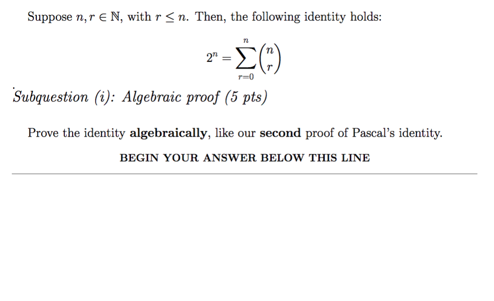 Solved Recall the statement of Pascal's Identity: if n and r | Chegg.com