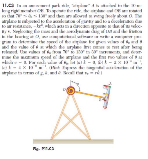 Solved 11.c3 in an annusement park ride, “airplane" A is | Chegg.com