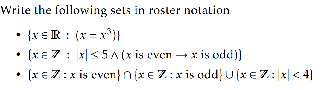 Solved Write the following sets in roster notation - | Chegg.com