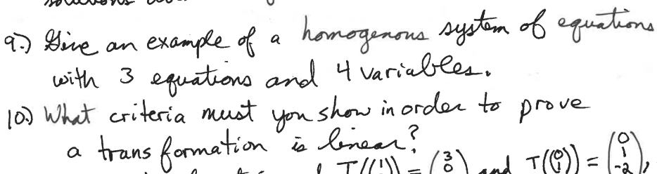Solved 9.) Sive an example of a homogenous system of | Chegg.com