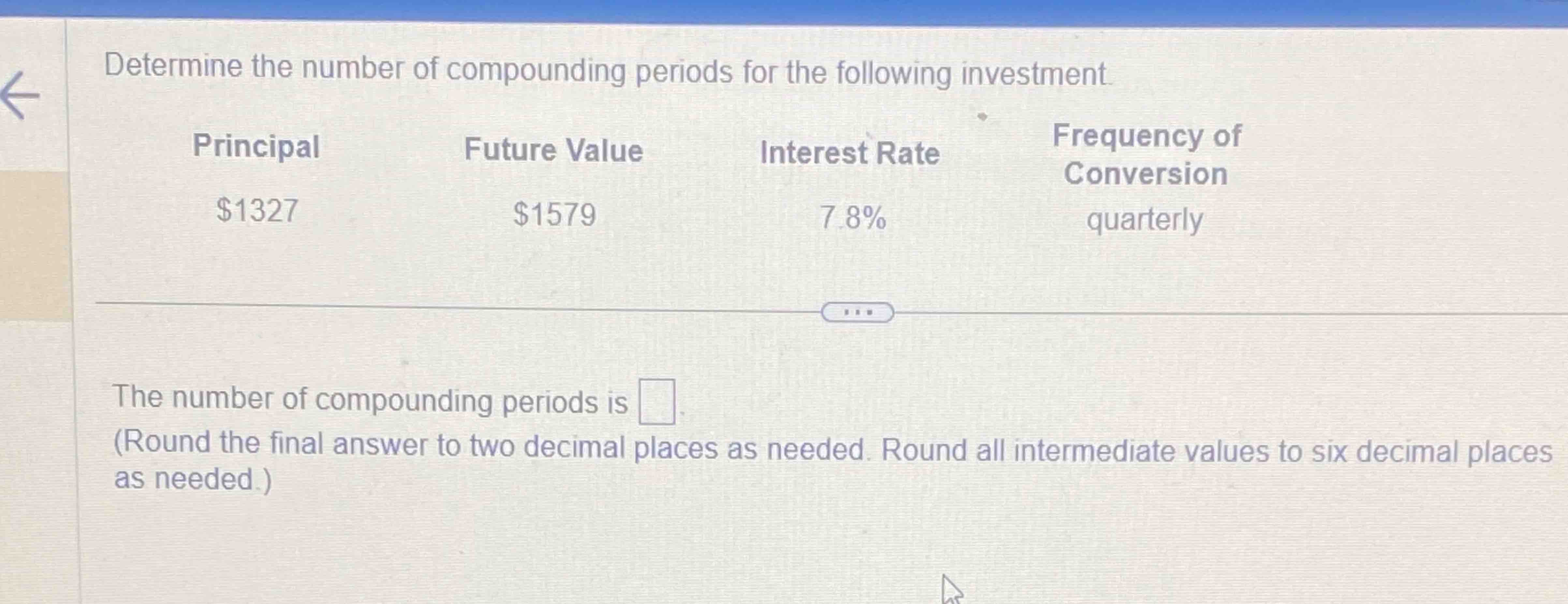 Solved Determine the number of compounding periods for the | Chegg.com