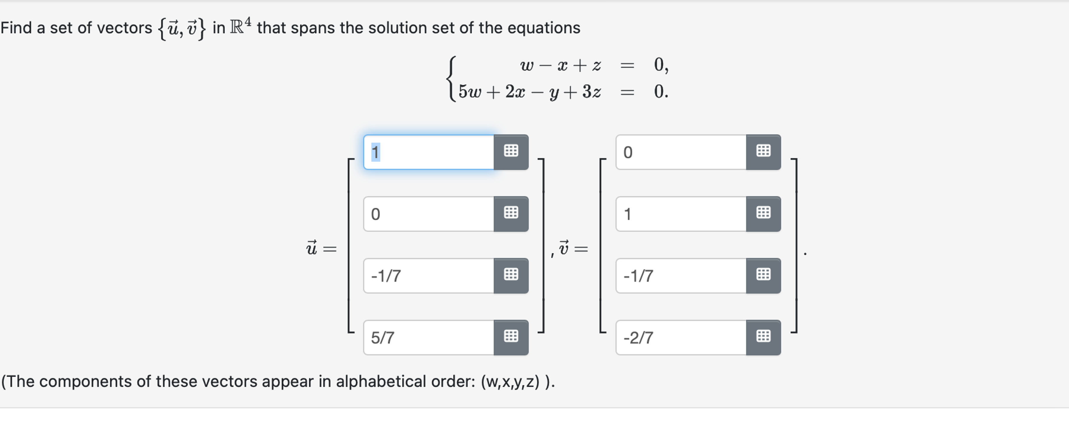 Solved Find a set of vectors {vec(u),vec(v)} ﻿in R4 ﻿that | Chegg.com