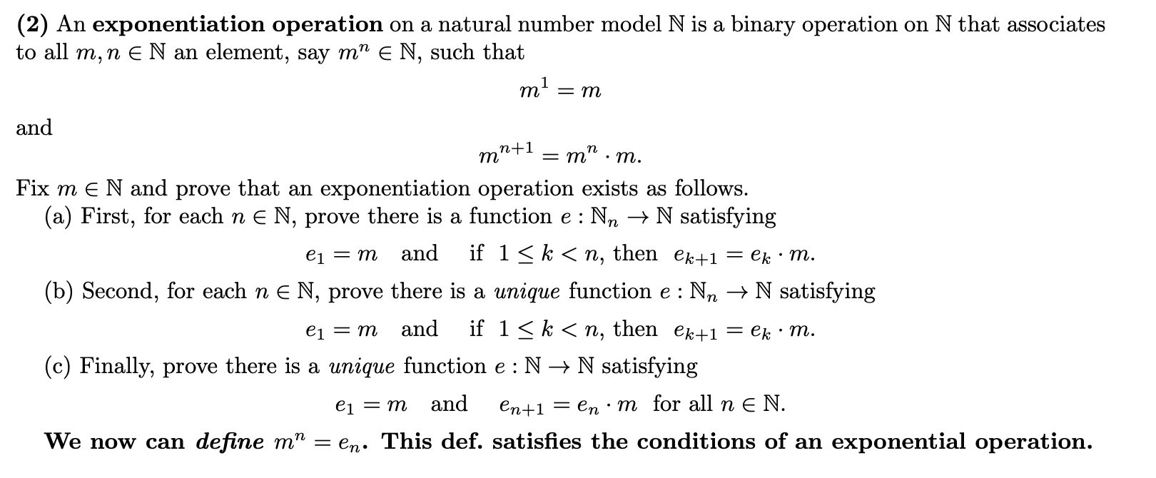 Solved (2) An exponentiation operation on a natural number | Chegg.com