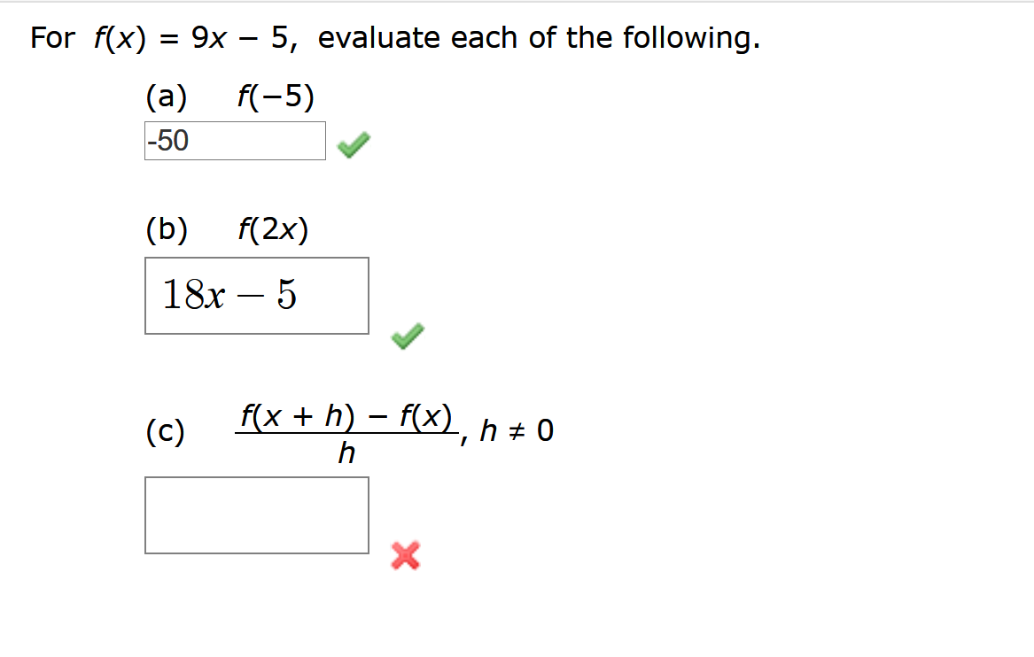 Solved For f(x) 9x - 5, evaluate each of the following. (a) | Chegg.com