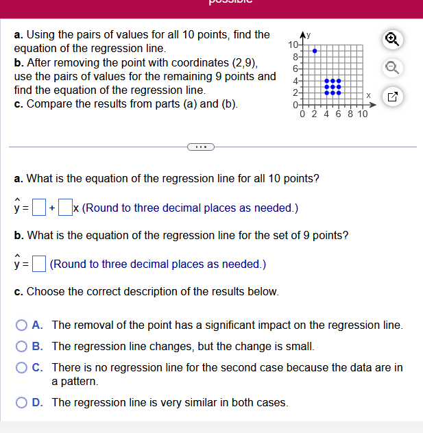 Solved a. Using the pairs of values for all 10 points, find | Chegg.com
