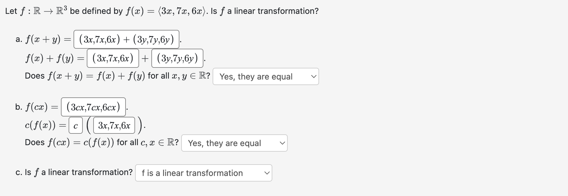 Solved Let f:R→R3 be defined by f(x)= 3x,7x,6x . Is f a | Chegg.com
