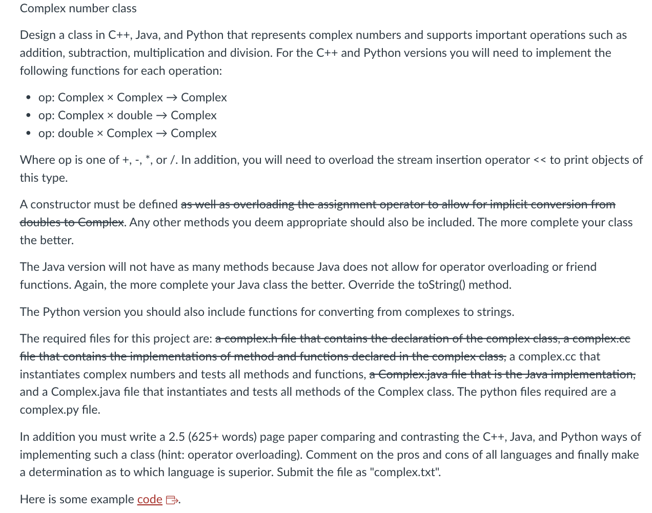 Complex number classDesign a class in C++, Java, and | Chegg.com