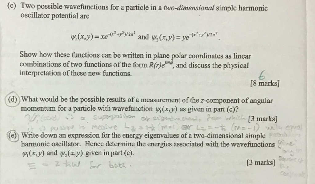 Solved C Two Possible Wavefunctions For A Particle In A 3868