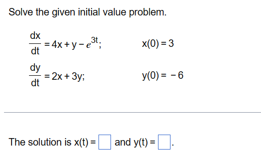 Solved Solve the given initial value problem. | Chegg.com