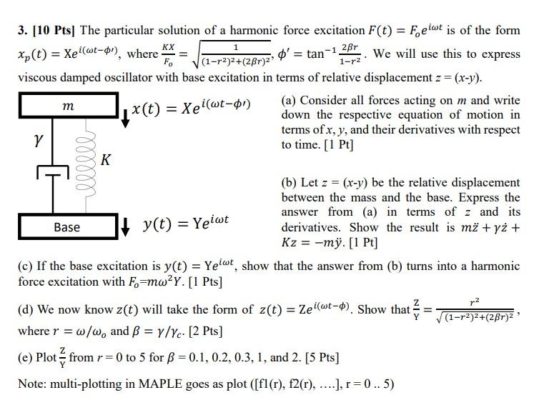 Solved 3. [10 Pts] The particular solution of a harmonic | Chegg.com