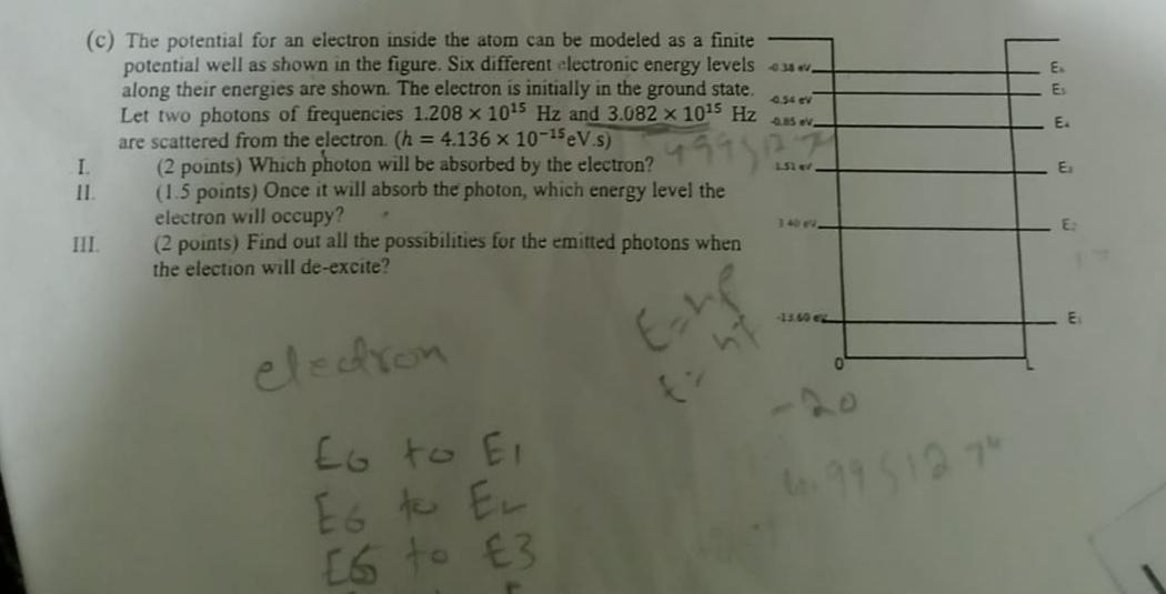 Solved (c) The potential for an electron inside the atom can | Chegg.com