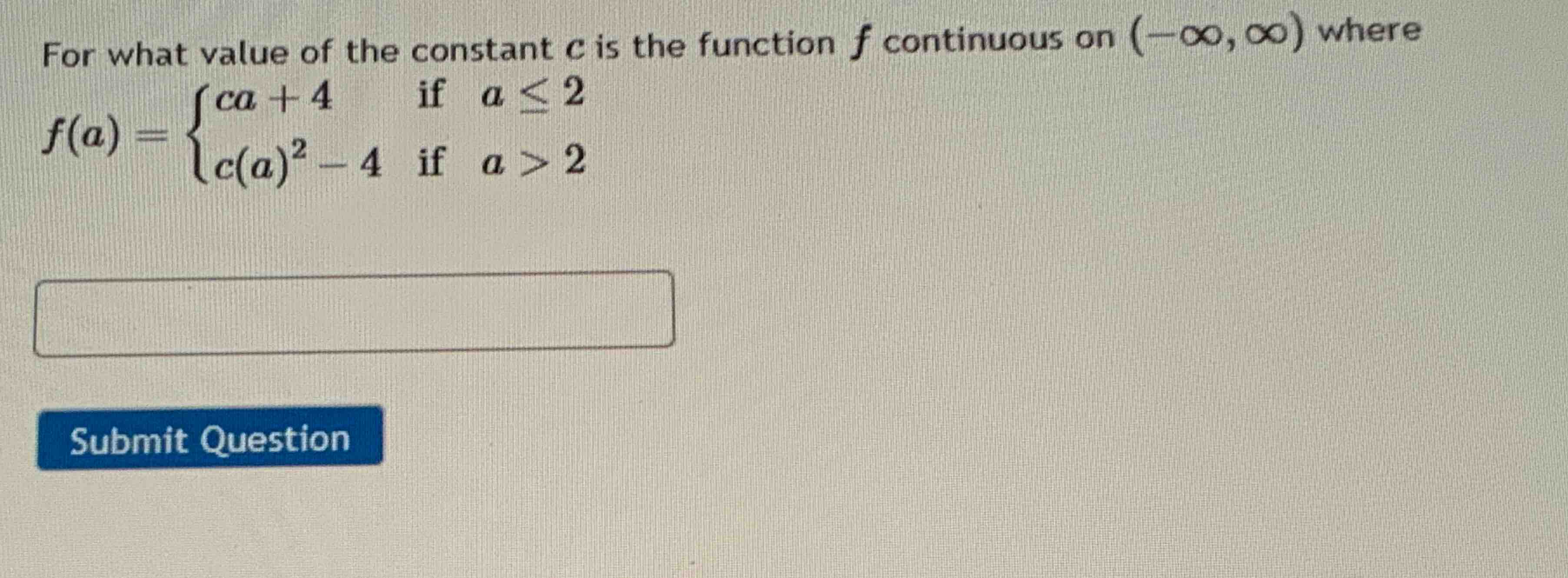 Solved For what value of the constant c ﻿is the function f | Chegg.com