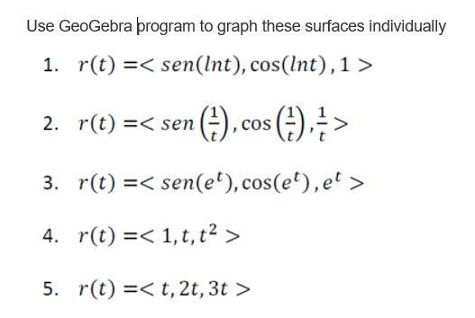 Solved Use GeoGebra program to graph these surfaces | Chegg.com
