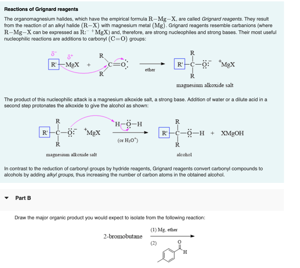 Solved Reactions of Grignard reagents The organomagnesium | Chegg.com