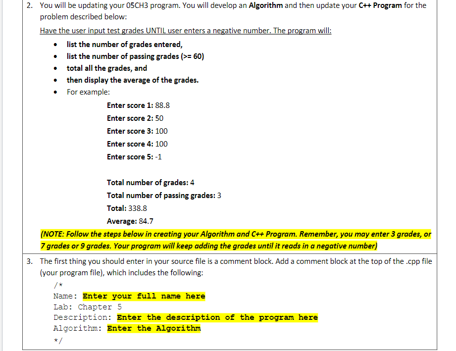 Solved 2. You will be updating your 05CH3 program. You will | Chegg.com