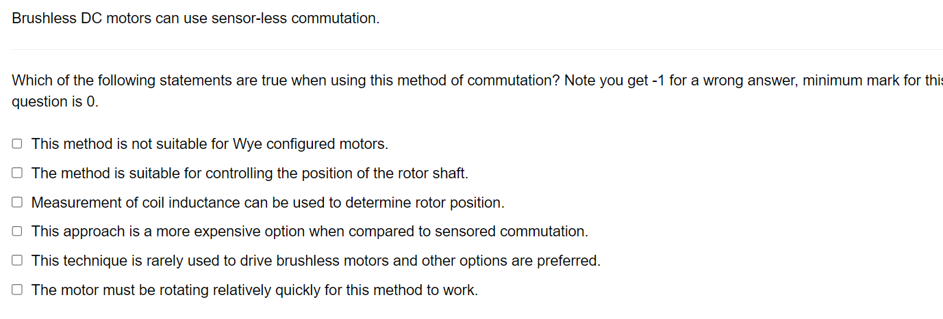 Solved Brushless Dc Motors Can Use Sensor Less Commutation 5413