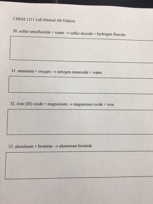 Solved CHEM 1211 Lab Manual 4th Edition 30. sulfur | Chegg.com