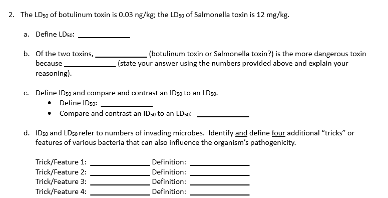 Solved The L50 of botulinum toxin is 0.03ng/kg; the L50 of | Chegg.com