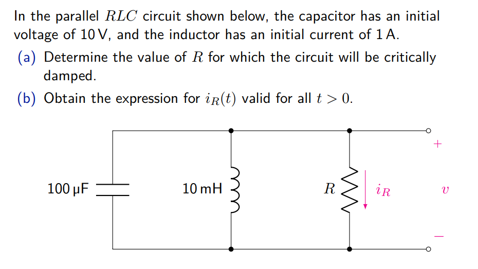 Solved In the parallel RLC circuit shown below, the | Chegg.com