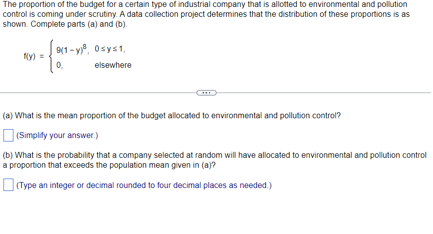 Solved The proportion of the budget for a certain type of | Chegg.com