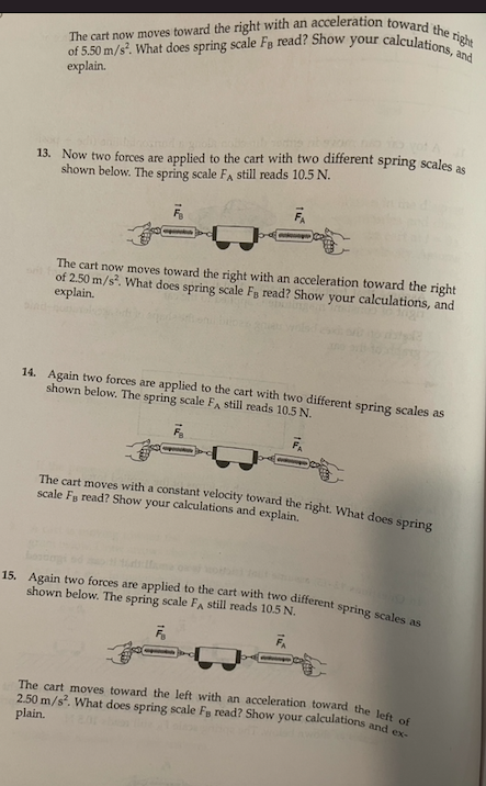 Solved The cart now moves toward the right with an | Chegg.com